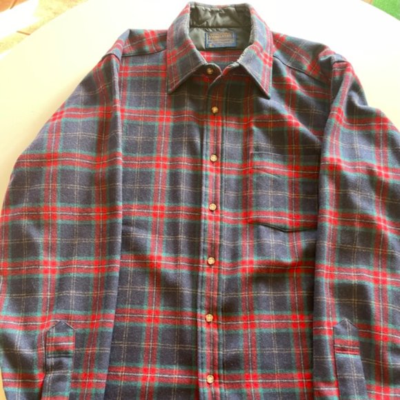 Pendleton | Shirts | Vintage Pendleton L Pure Virgin Wool Flannel In Red And Blue | Poshmark